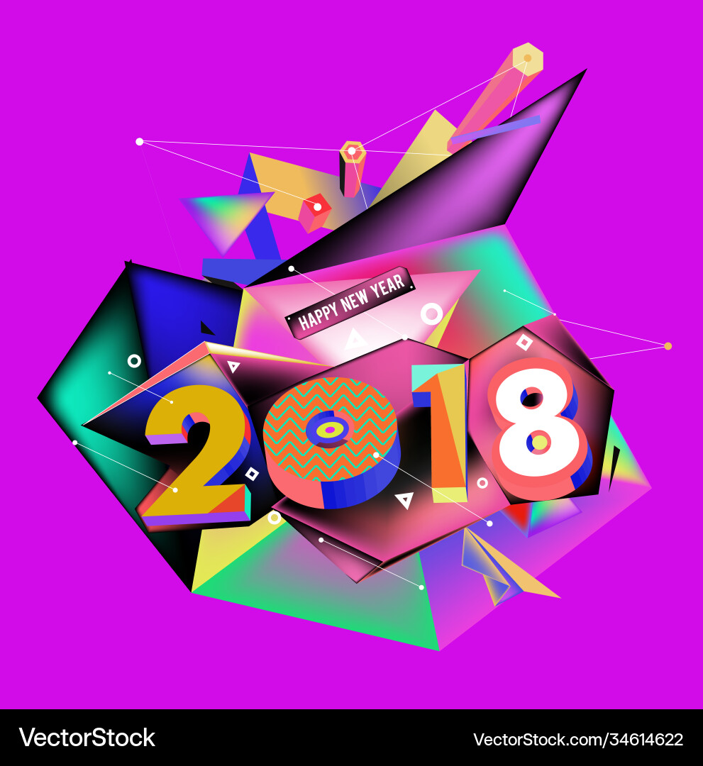 New year 2018 colorful design Royalty Free Vector Image