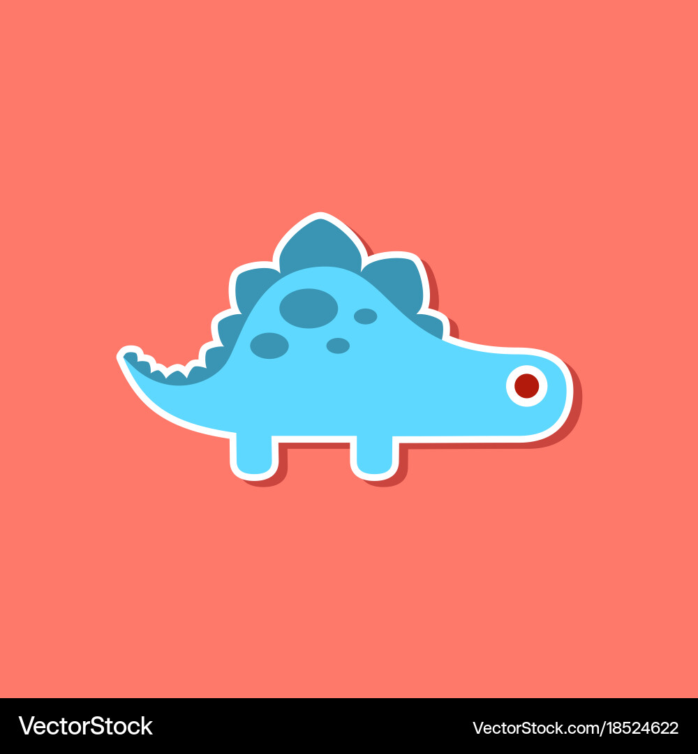Paper sticker on stylish background dinosaur Vector Image