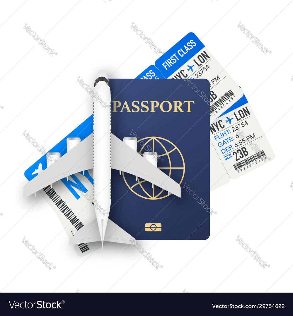 Passports Boarding Passes And Airplane Travel Vector Image