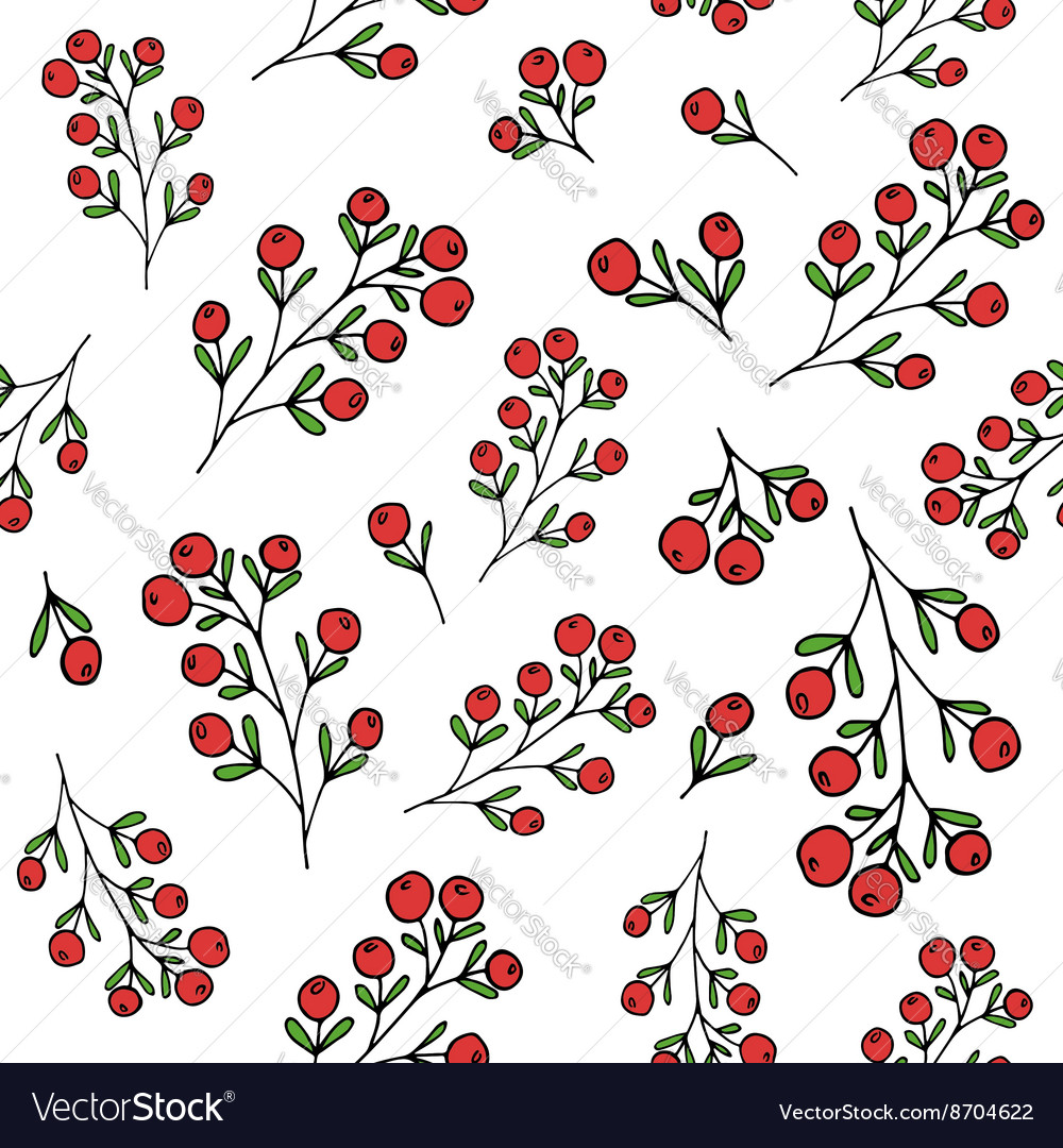 Red berries pattern seamless pattern Royalty Free Vector