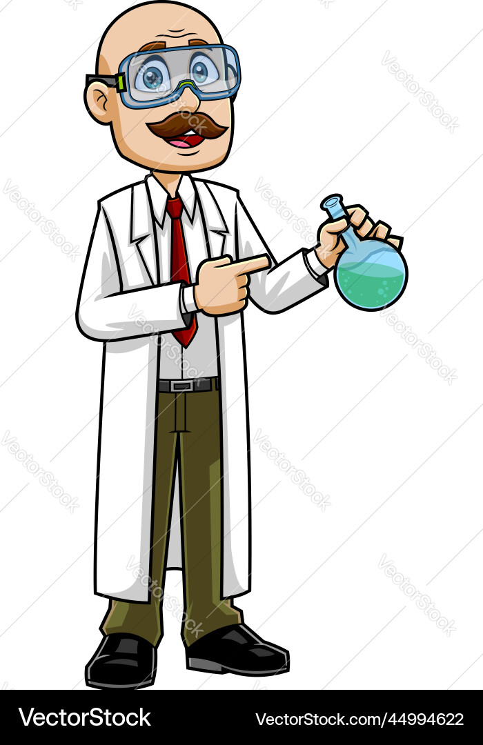 Scientist teacher cartoon character Royalty Free Vector