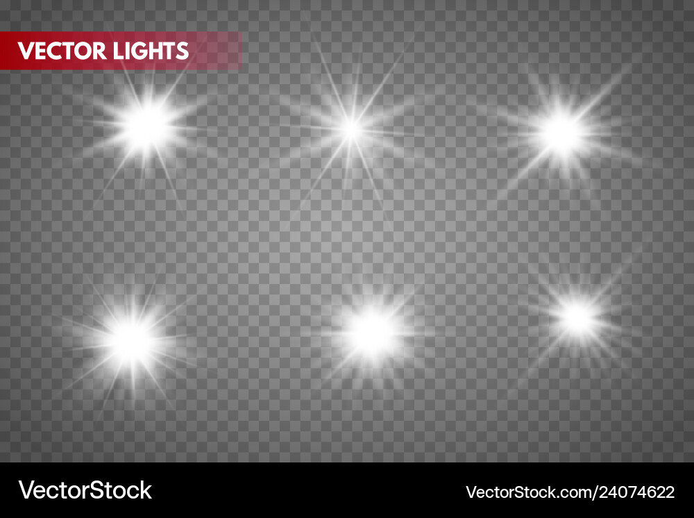 Set of glowing light stars Royalty Free Vector Image