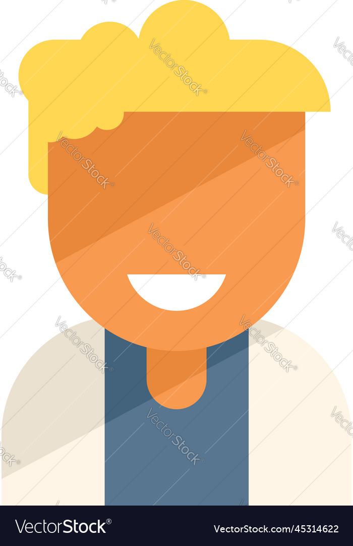 Smiling young person icon flat happy Royalty Free Vector