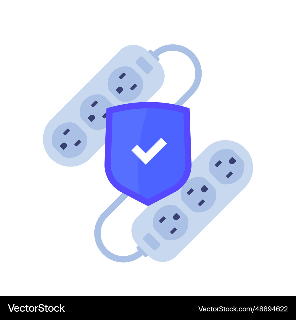 Surge protectors power strip icon with a shield Vector Image