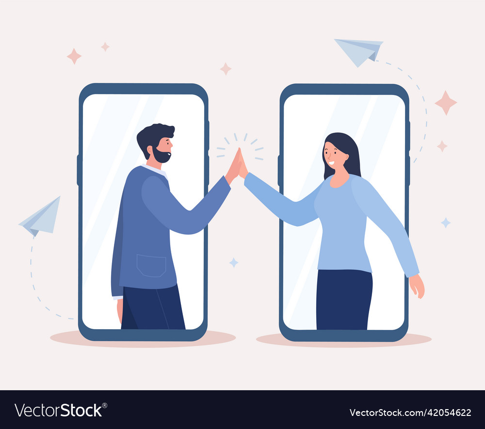 Virtual hi five Royalty Free Vector Image - VectorStock