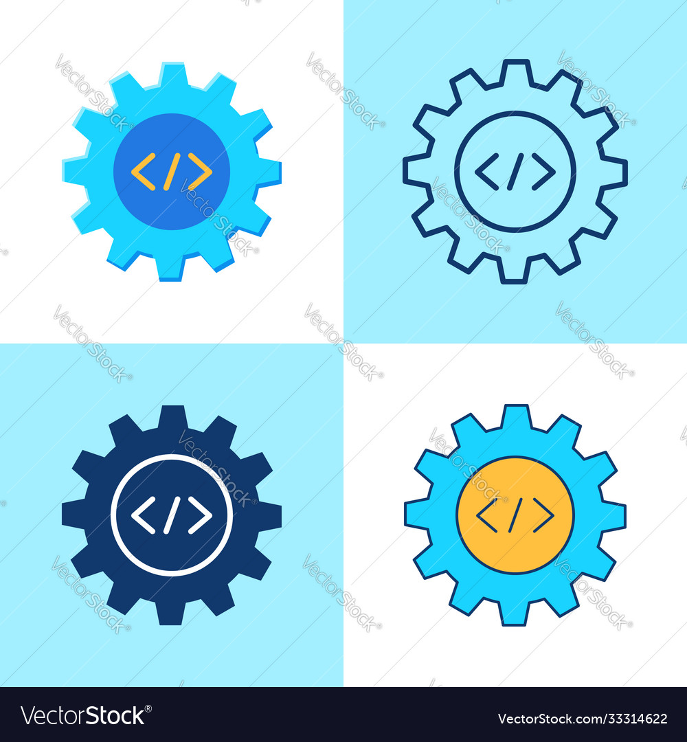 Web development icon set in flat and line style Vector Image