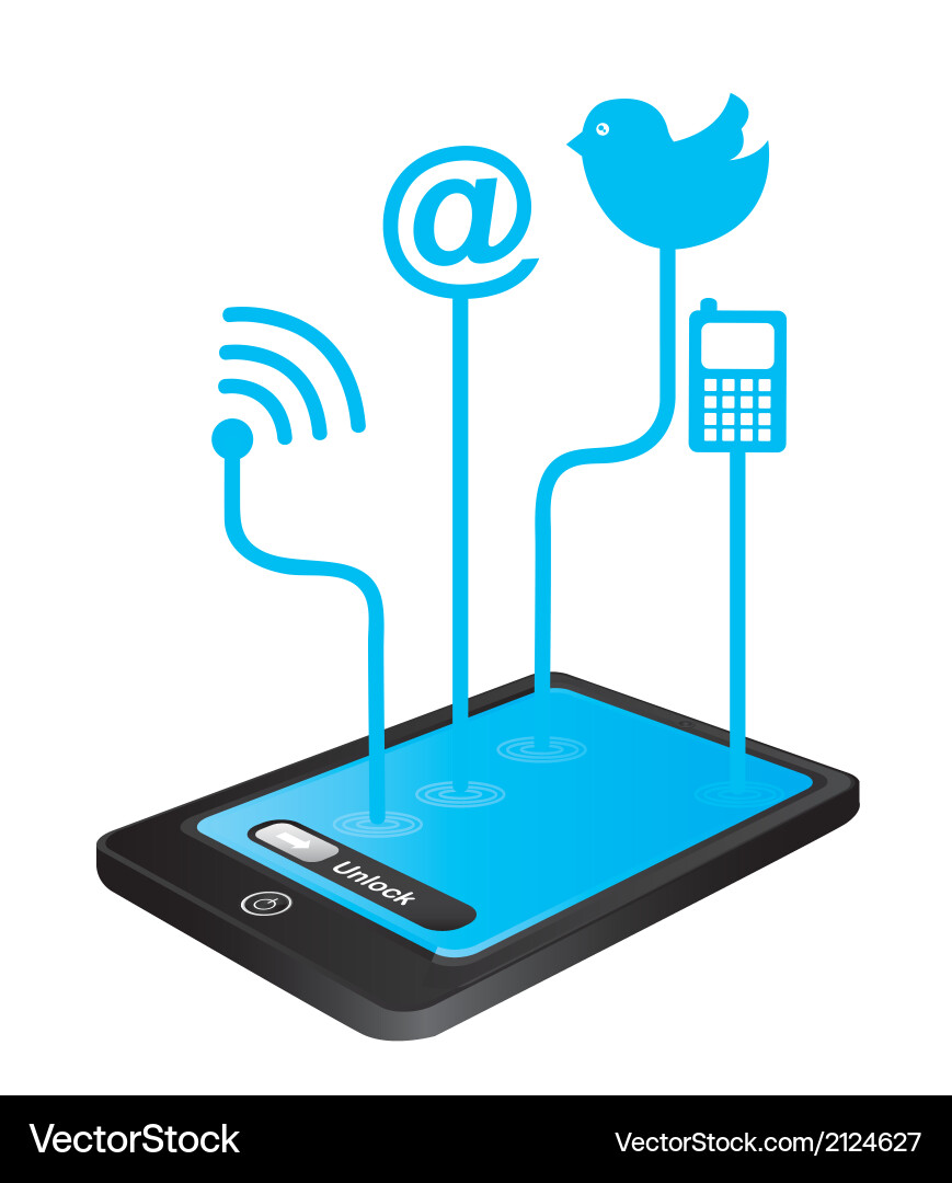 Communication sign with blue icons Royalty Free Vector Image