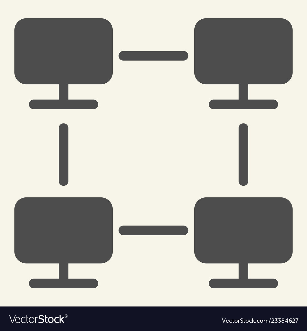 Computer network solid icon home network Vector Image