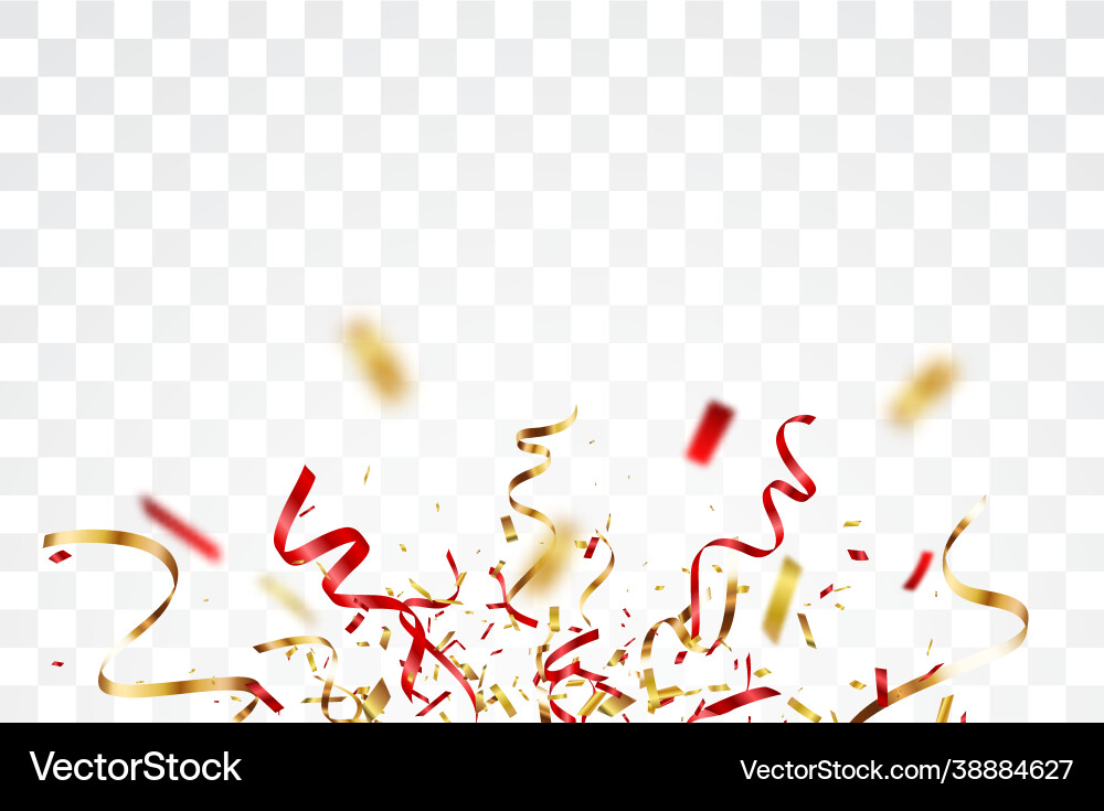 Gold and red confetti banner Royalty Free Vector Image