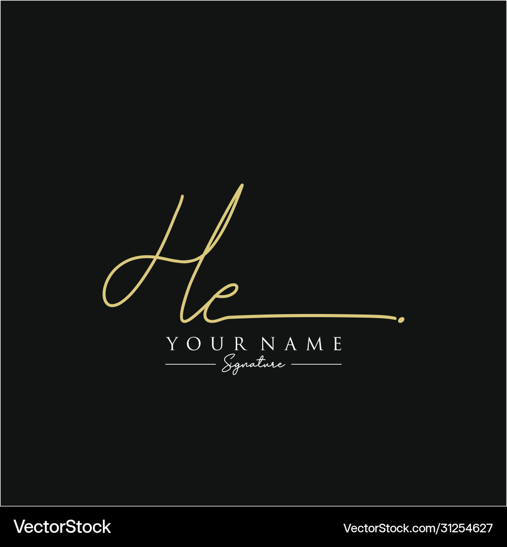 Letter he signature logo template Royalty Free Vector Image