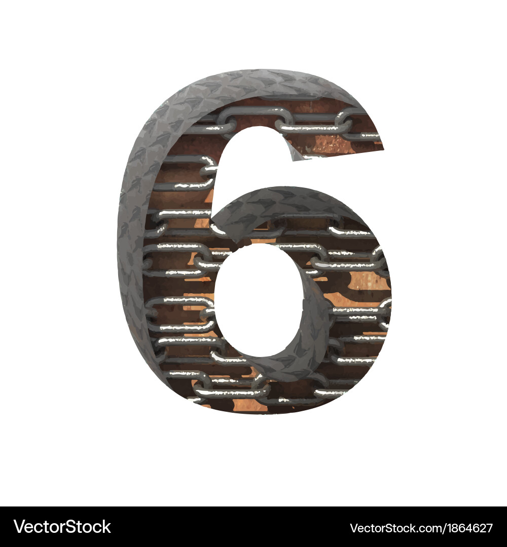 Metal cutted figure 6 paste to any background Vector Image