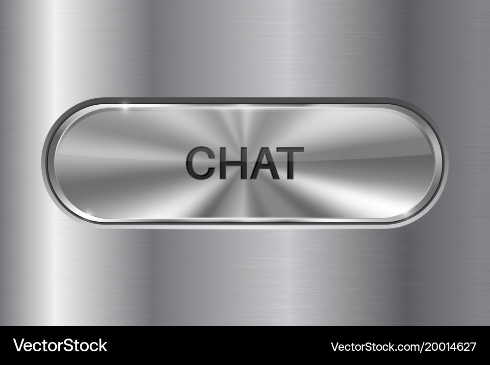 Metal oval button on stainless steel background Vector Image