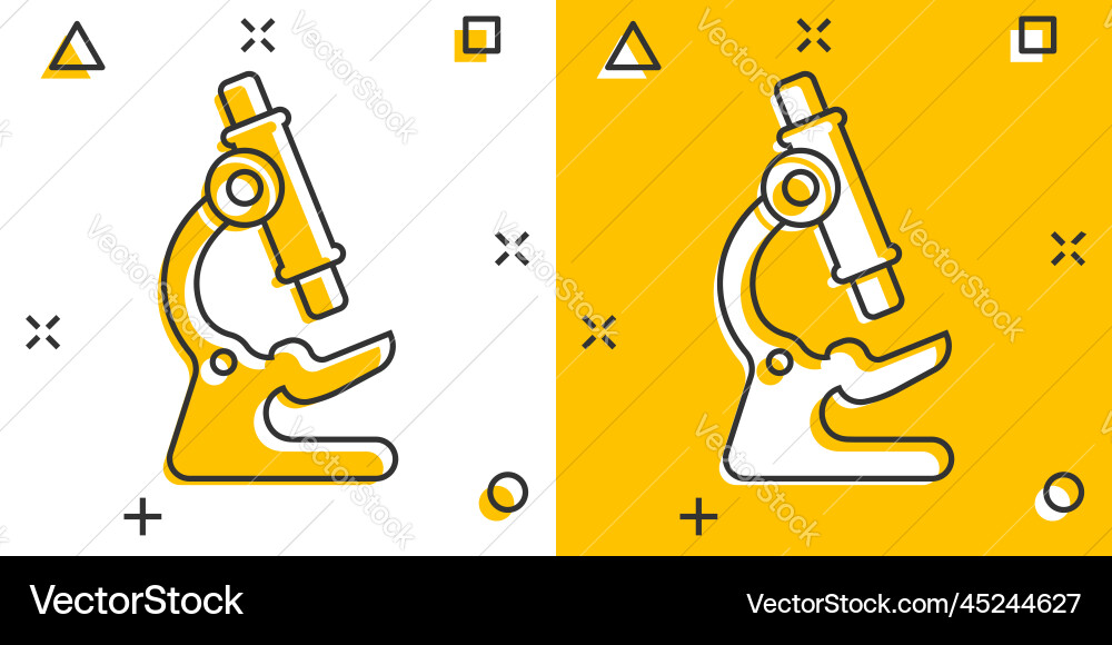Microscope icon in comic style laboratory Vector Image
