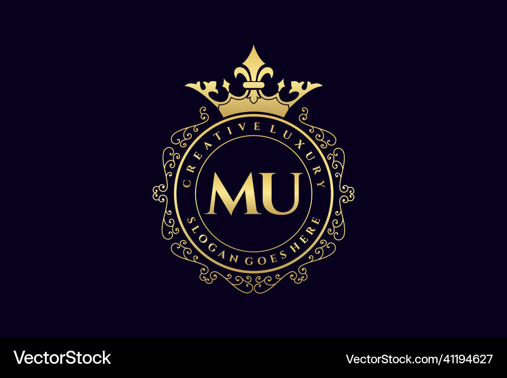 Mu initial letter luxury calligraphic feminine Vector Image