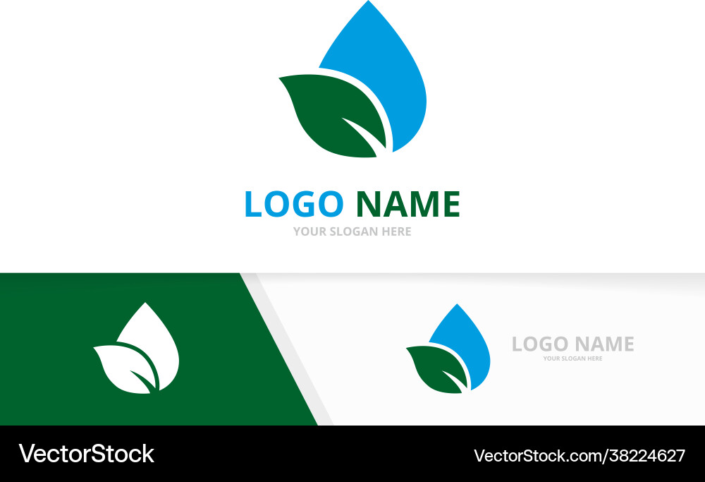 Organic water logo combination unique eco aqua Vector Image