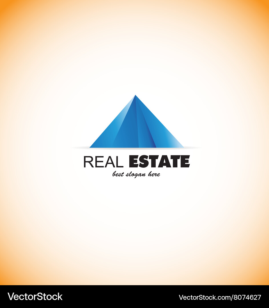 Real estate pyramid blue logo icon Royalty Free Vector Image