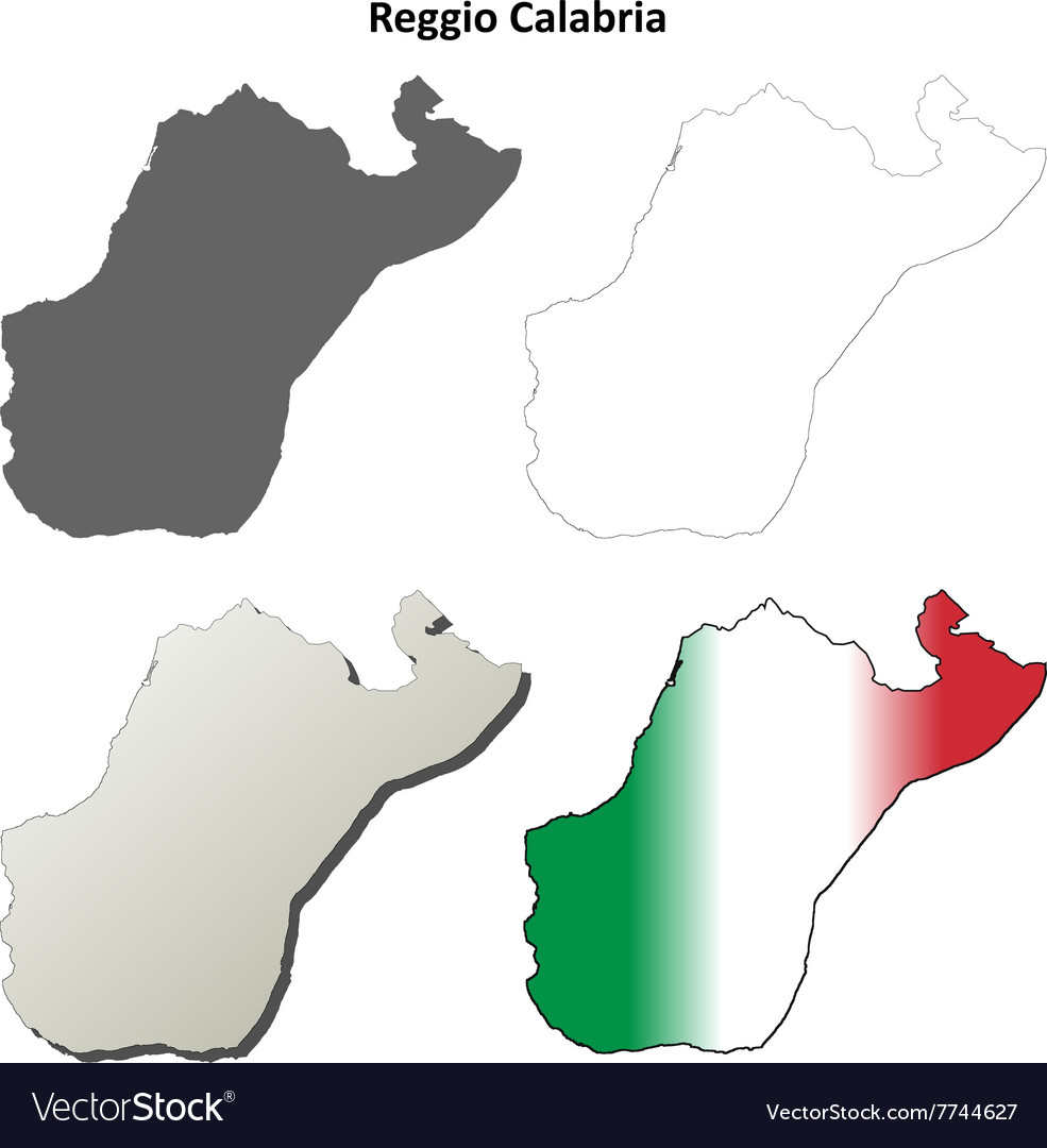 Reggio calabria blank detailed outline map set Vector Image