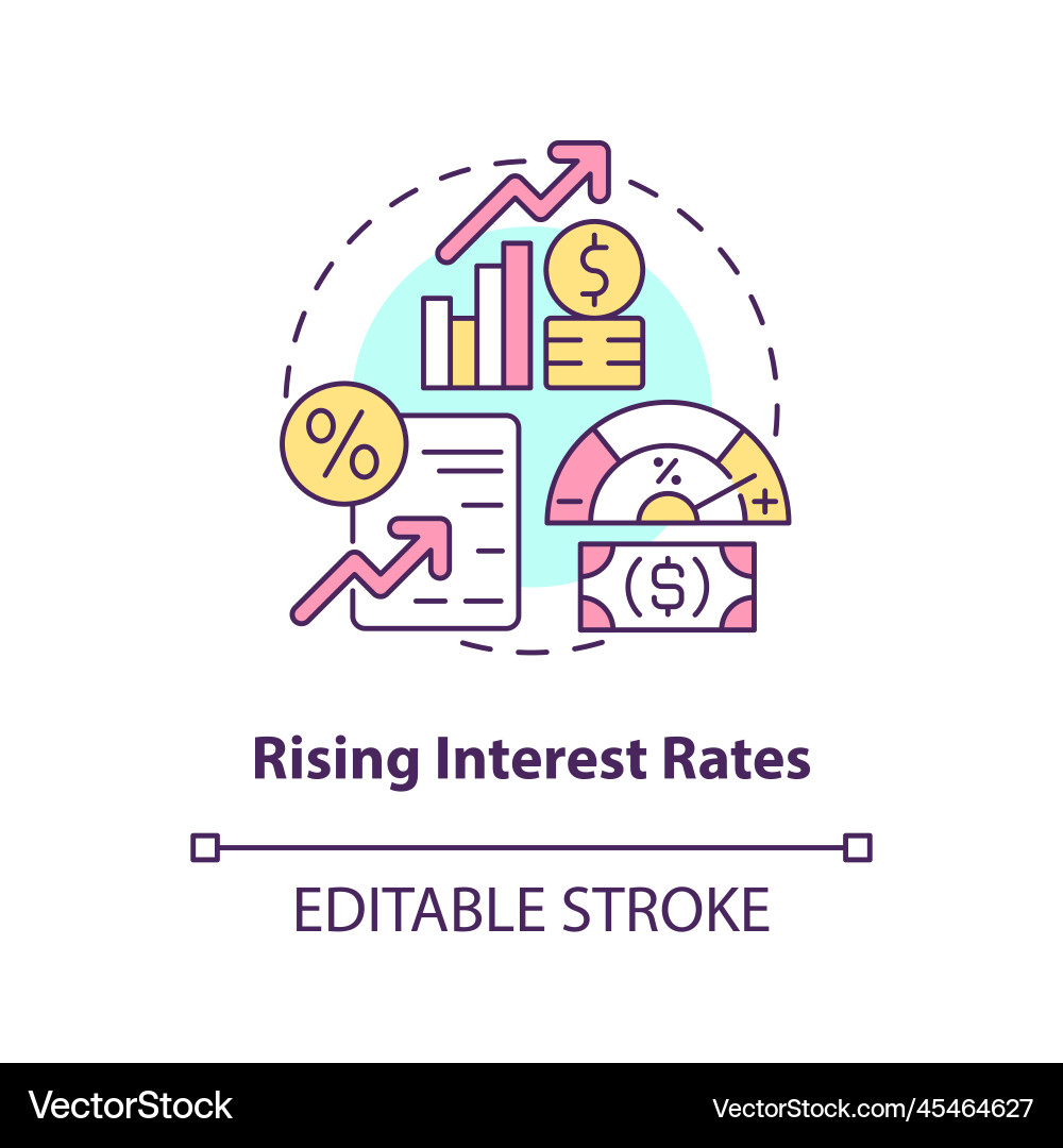 Rising interest rates concept icon Royalty Free Vector Image