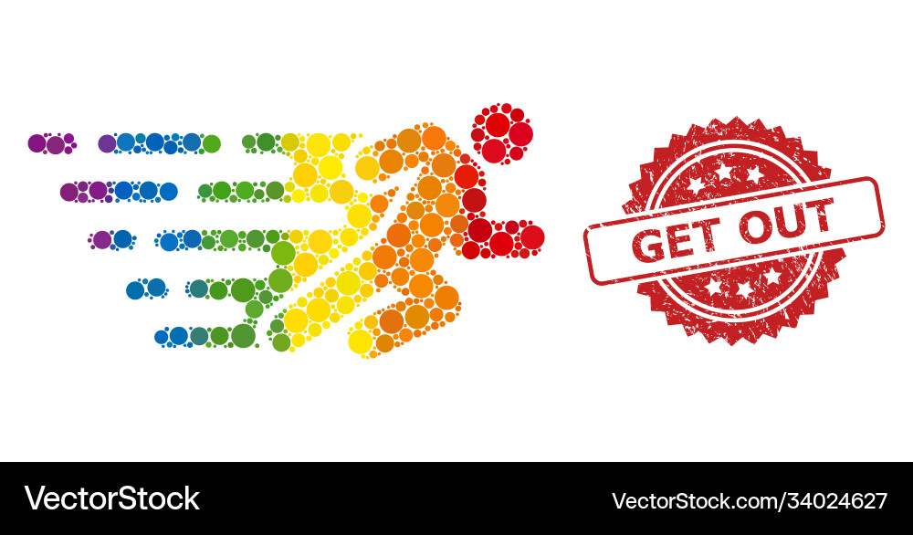 Rubber get out stamp seal and bright colored Vector Image