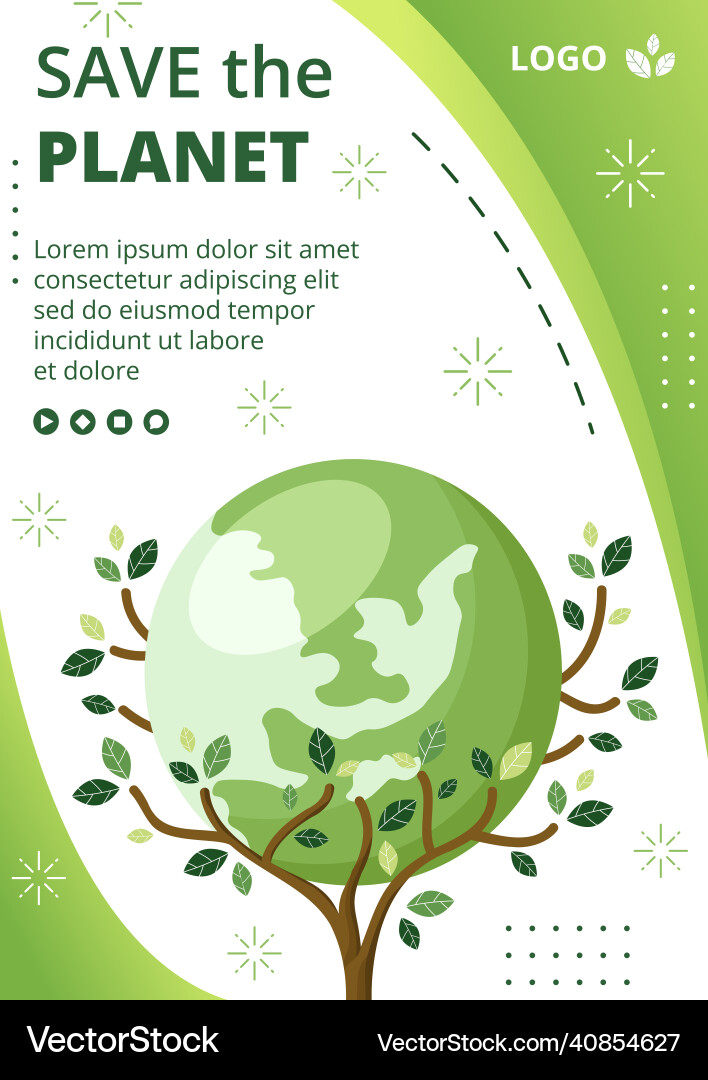 Save planet earth flyer template flat design Vector Image