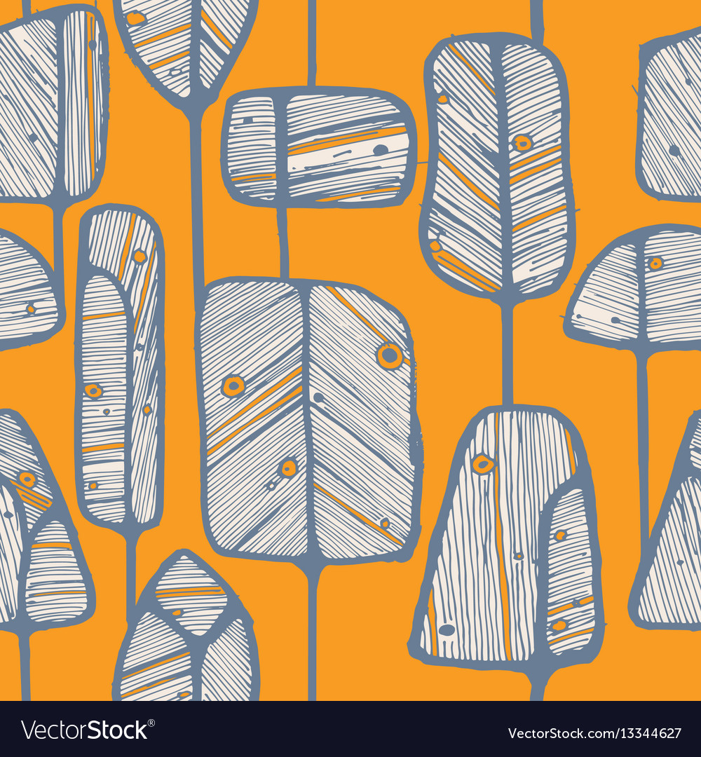Seamless pattern design with abstract doodle trees