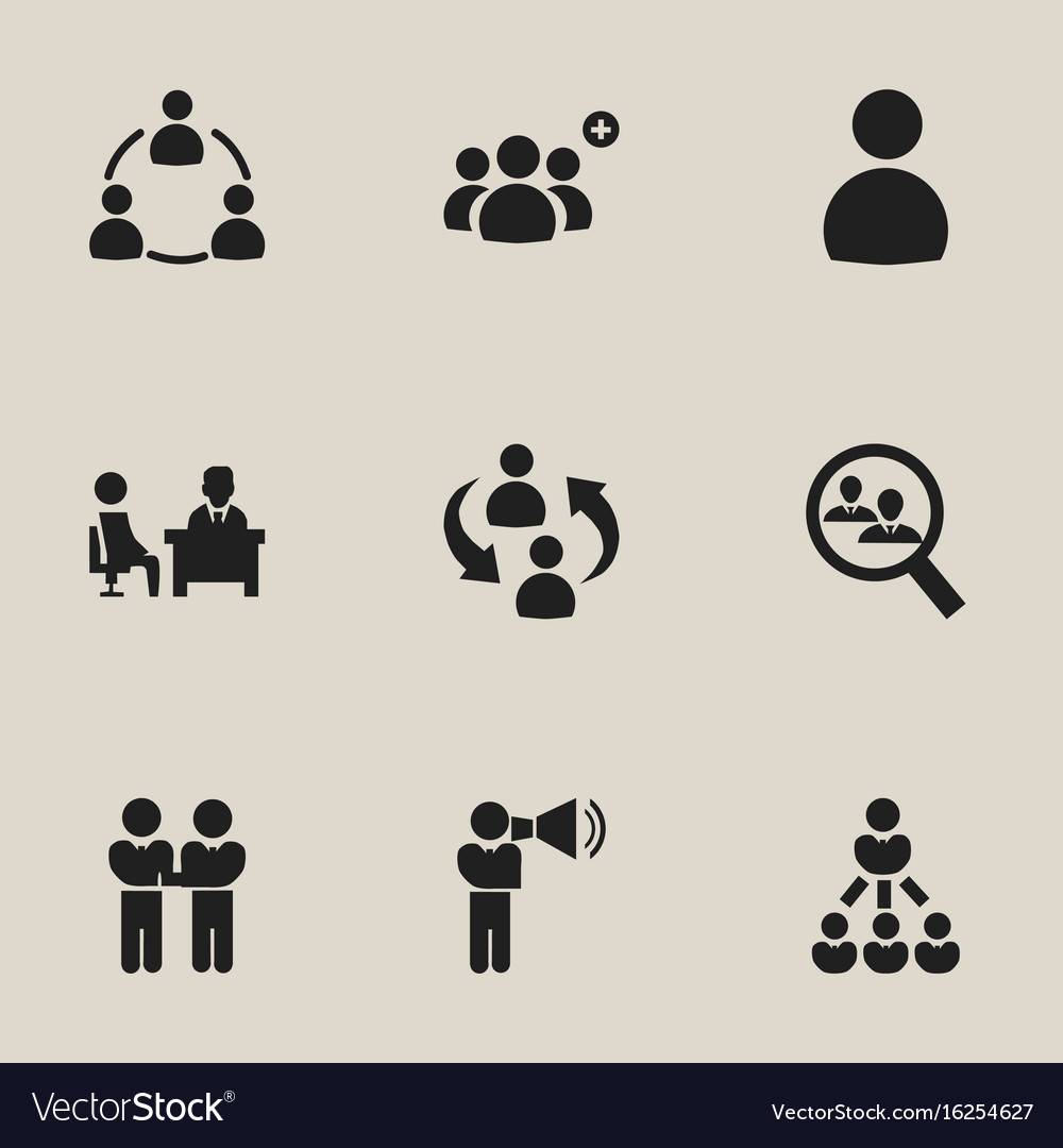 Set of 9 editable team icons includes symbols Vector Image