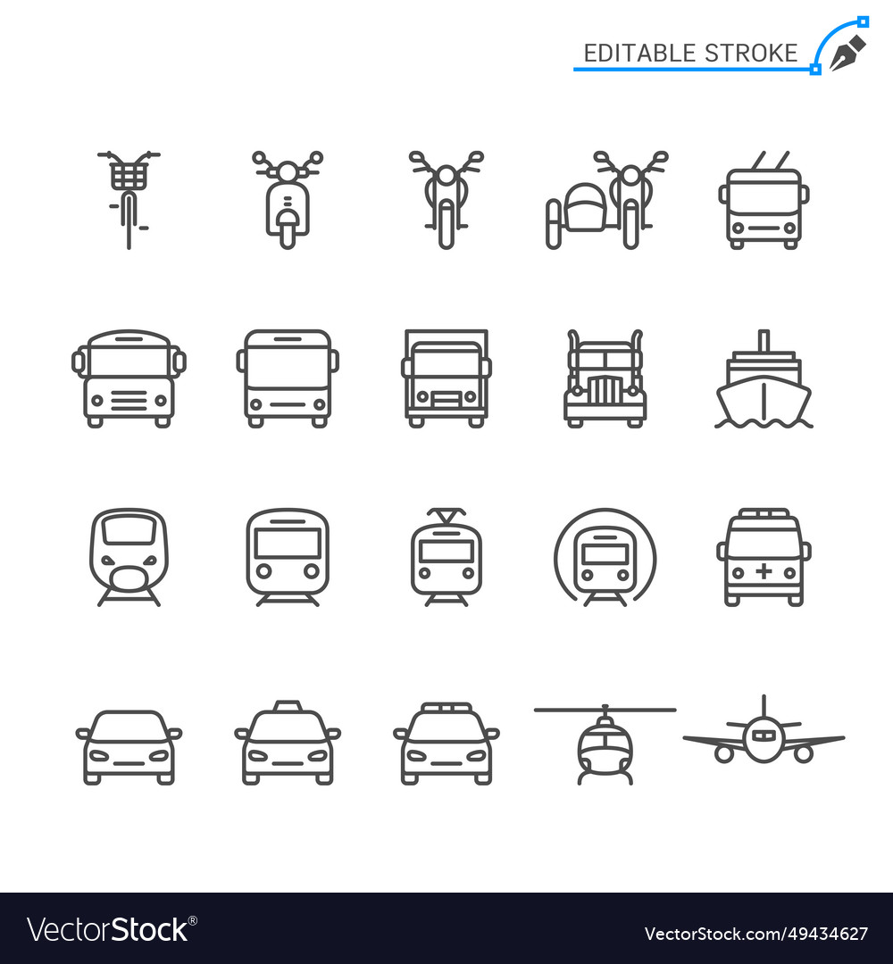 Transportation line icons editable stroke Vector Image