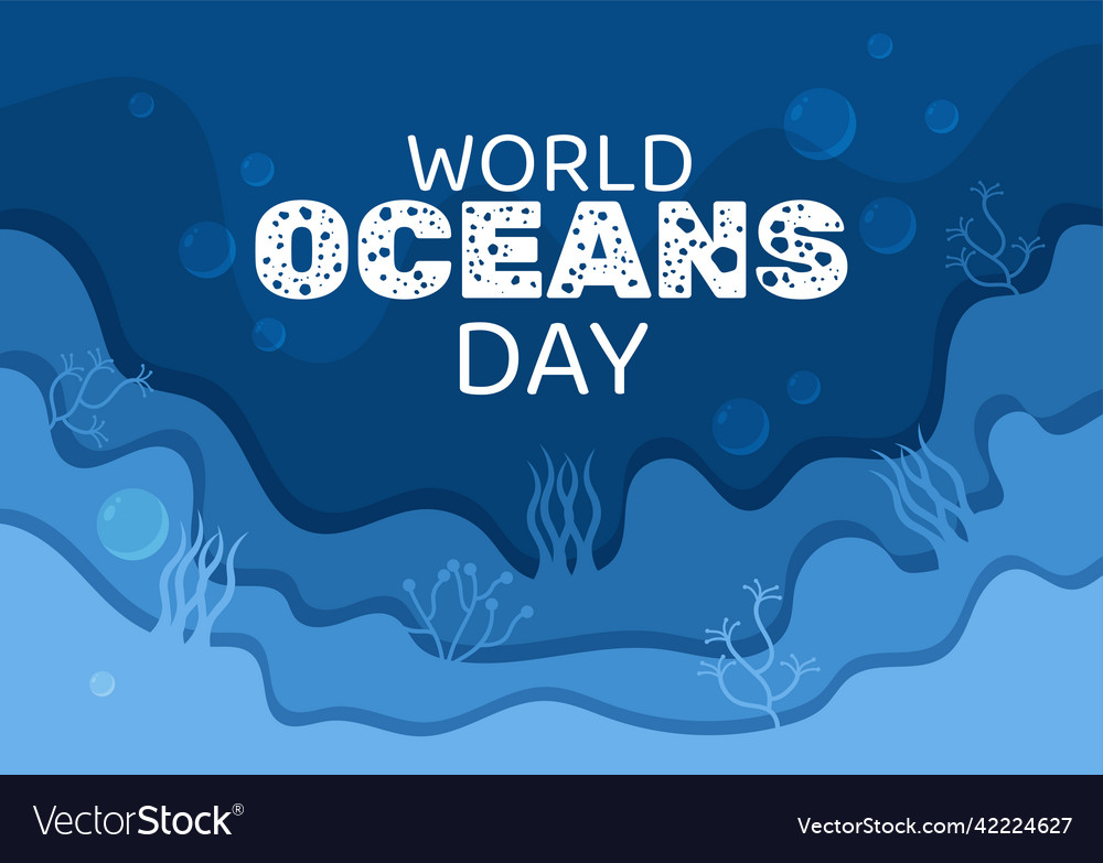 World ocean day cartoon with underwater scenery Vector Image