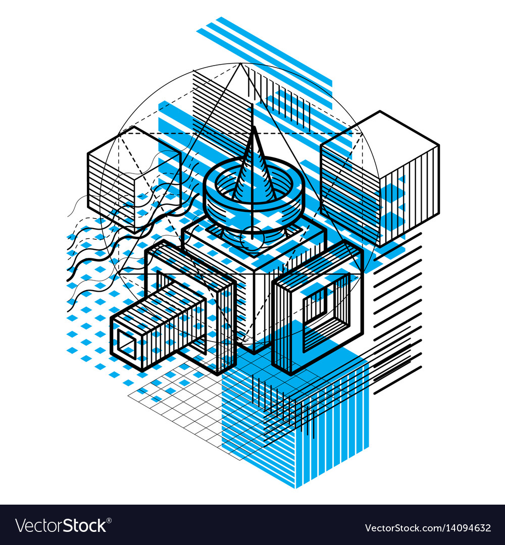 Abstract Background With Isometric Lines Vector Image
