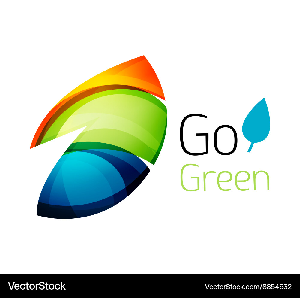 Abstract eco leag logo design made color pieces Vector Image