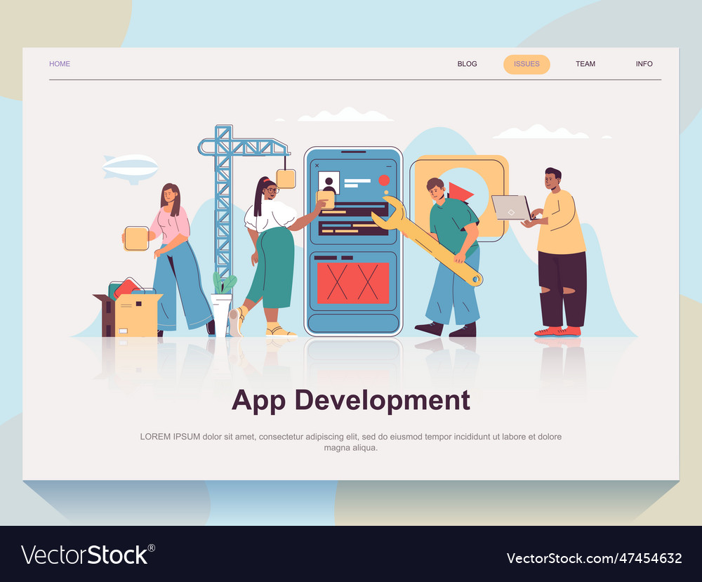 App Development Web Concept For Landing Page Vector Image