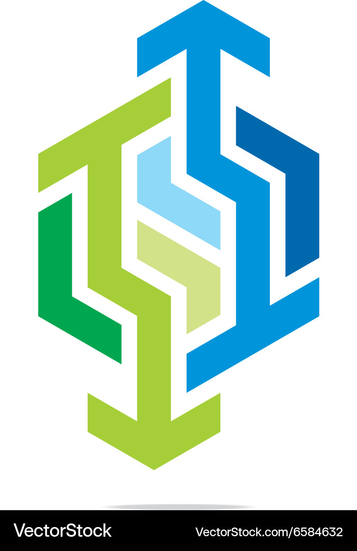 Arrow symbol hexa connecting icon el Royalty Free Vector