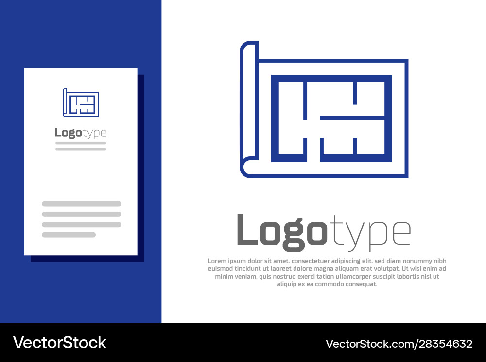 Blue house plan icon isolated on white background Vector Image