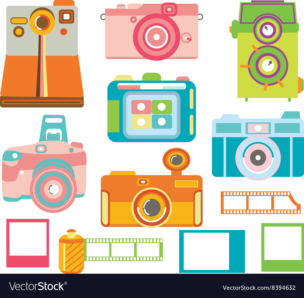 Camera elementscolorful collection Royalty Free Vector Image