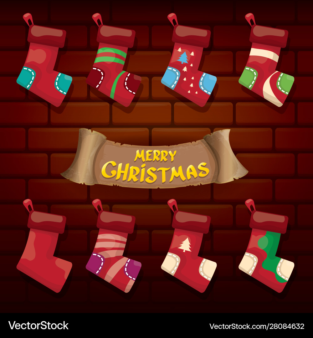 Cartoon cute christmas stocking or socks Vector Image