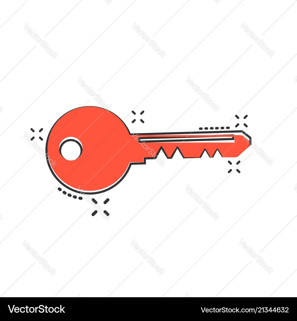 Cartoon key icon in comic style unlock sign Vector Image
