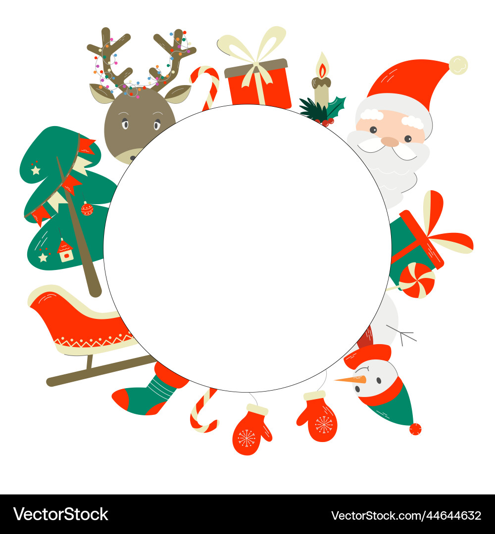 Christmas greeting frame with traditional symbols Vector Image