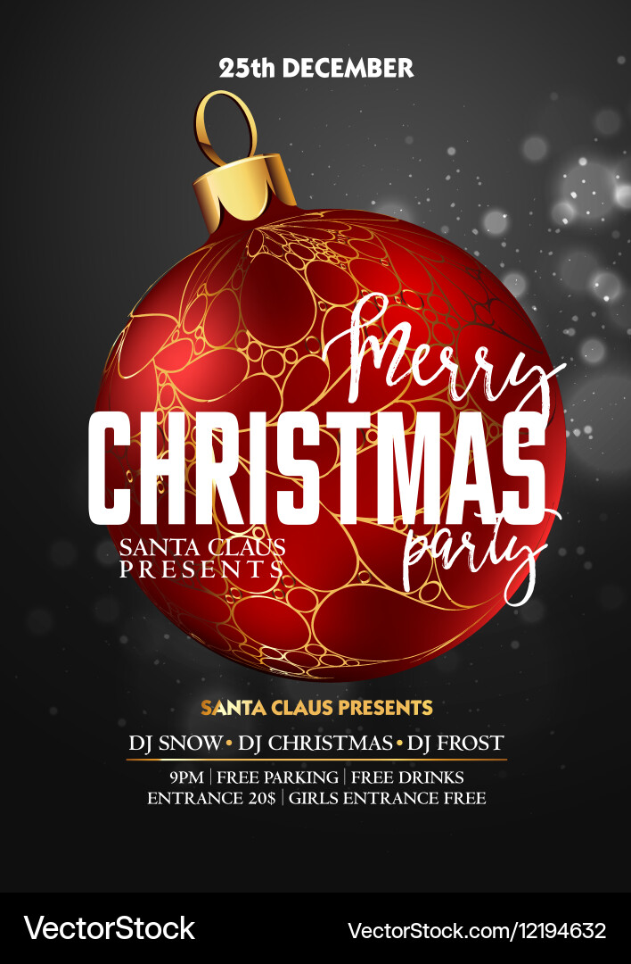 Christmas party design template with decoration Vector Image