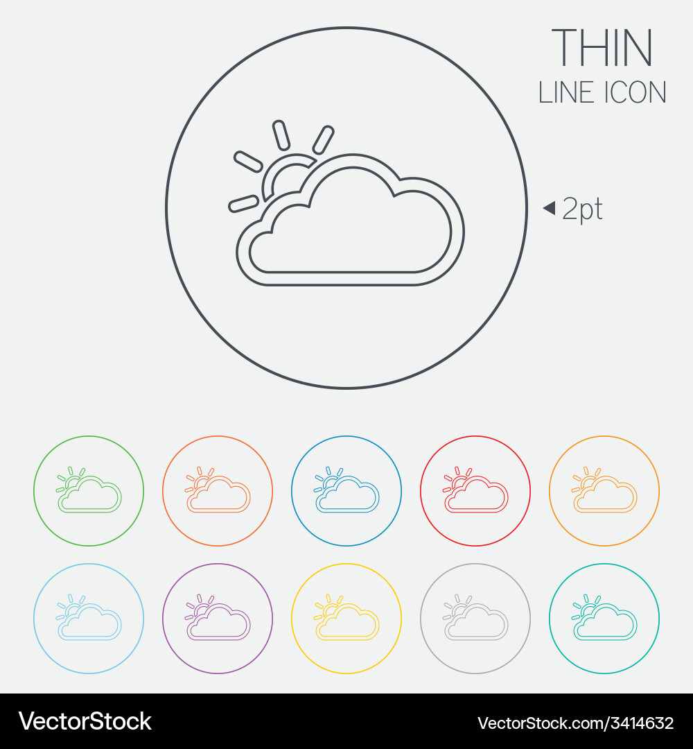 Cloud and sun sign icon weather symbol Royalty Free Vector