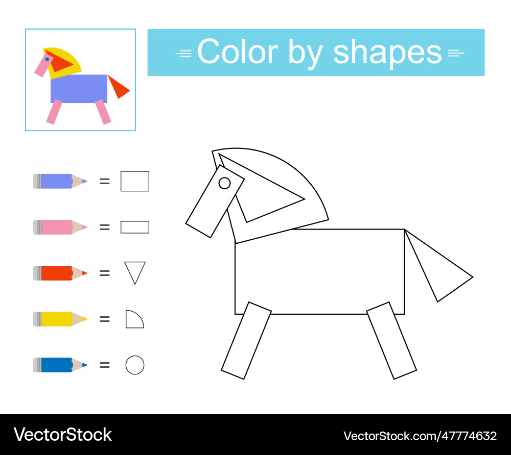 Coloring pages color by shapes Royalty Free Vector Image