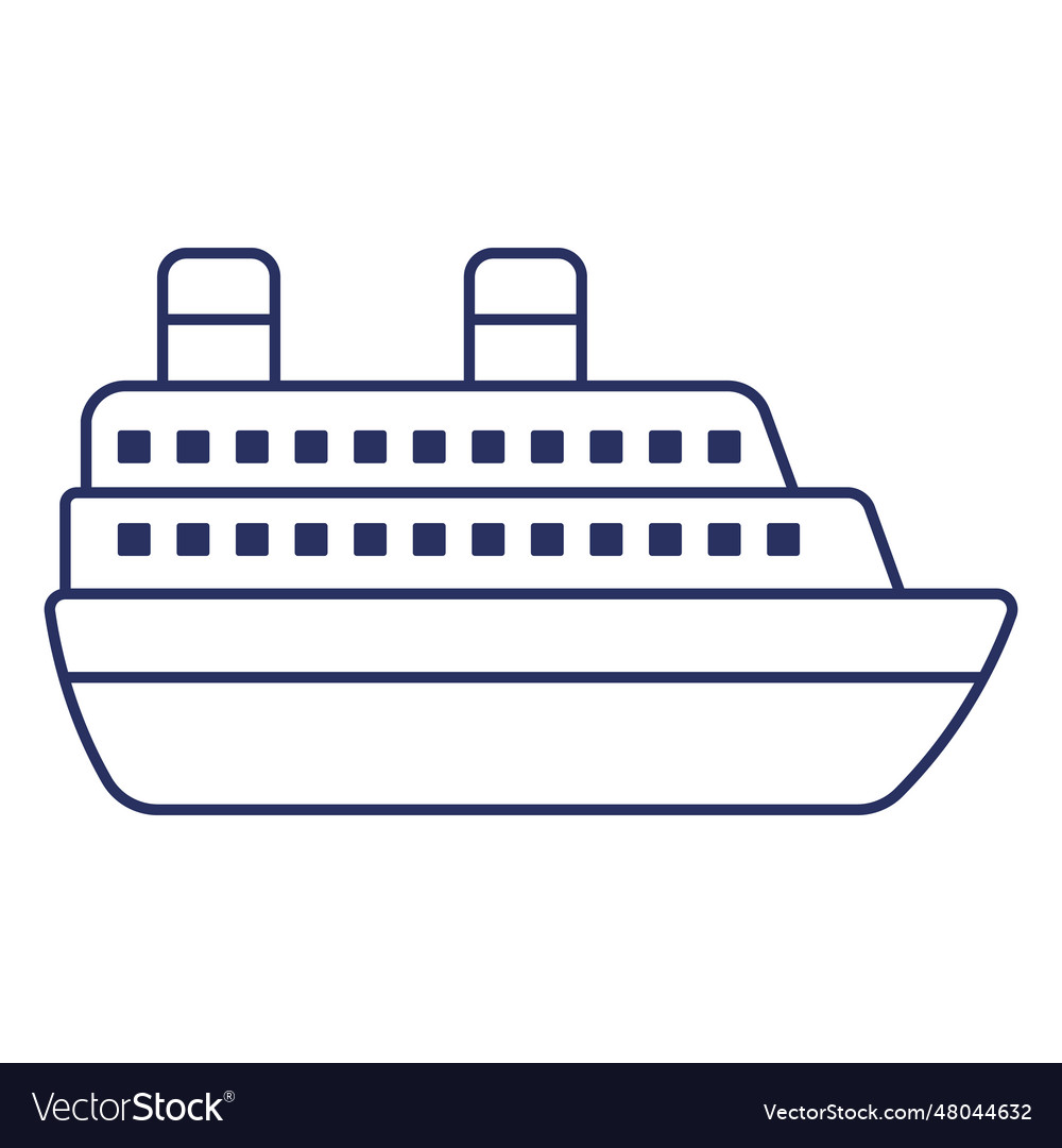 Cruise ship basic design filled stroke Royalty Free Vector