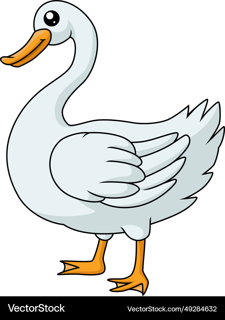 Cute swan cartoon on white background Royalty Free Vector