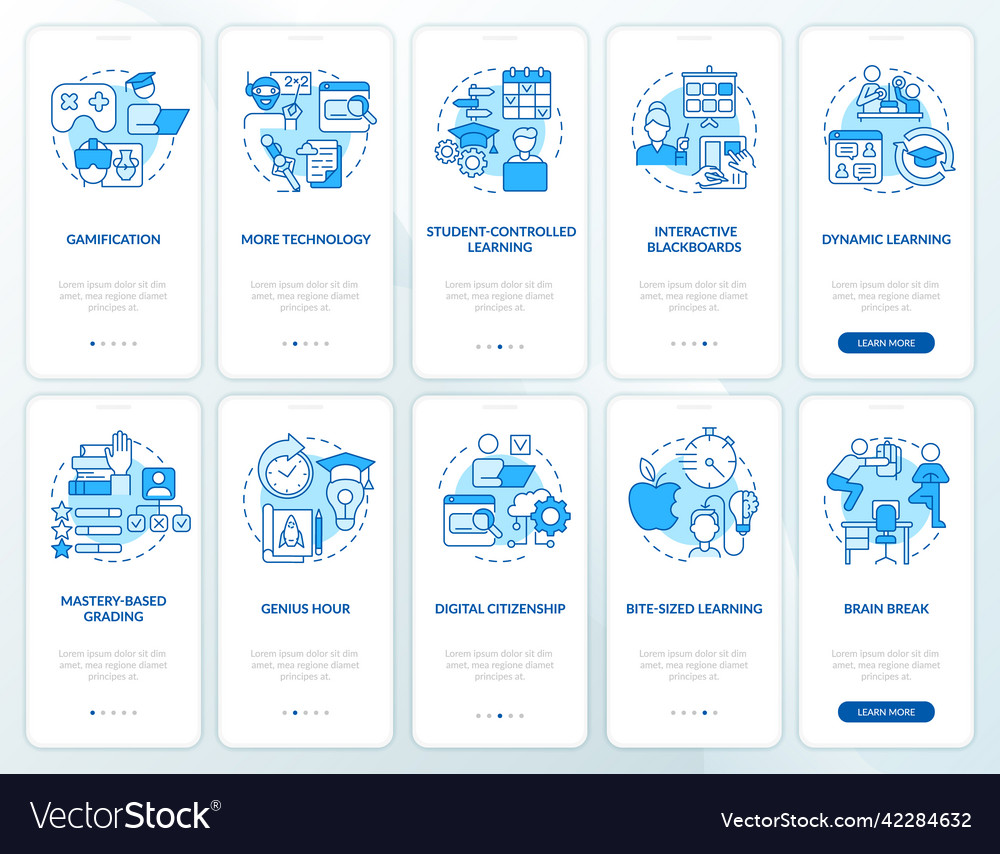 Education trends blue onboarding mobile app Vector Image