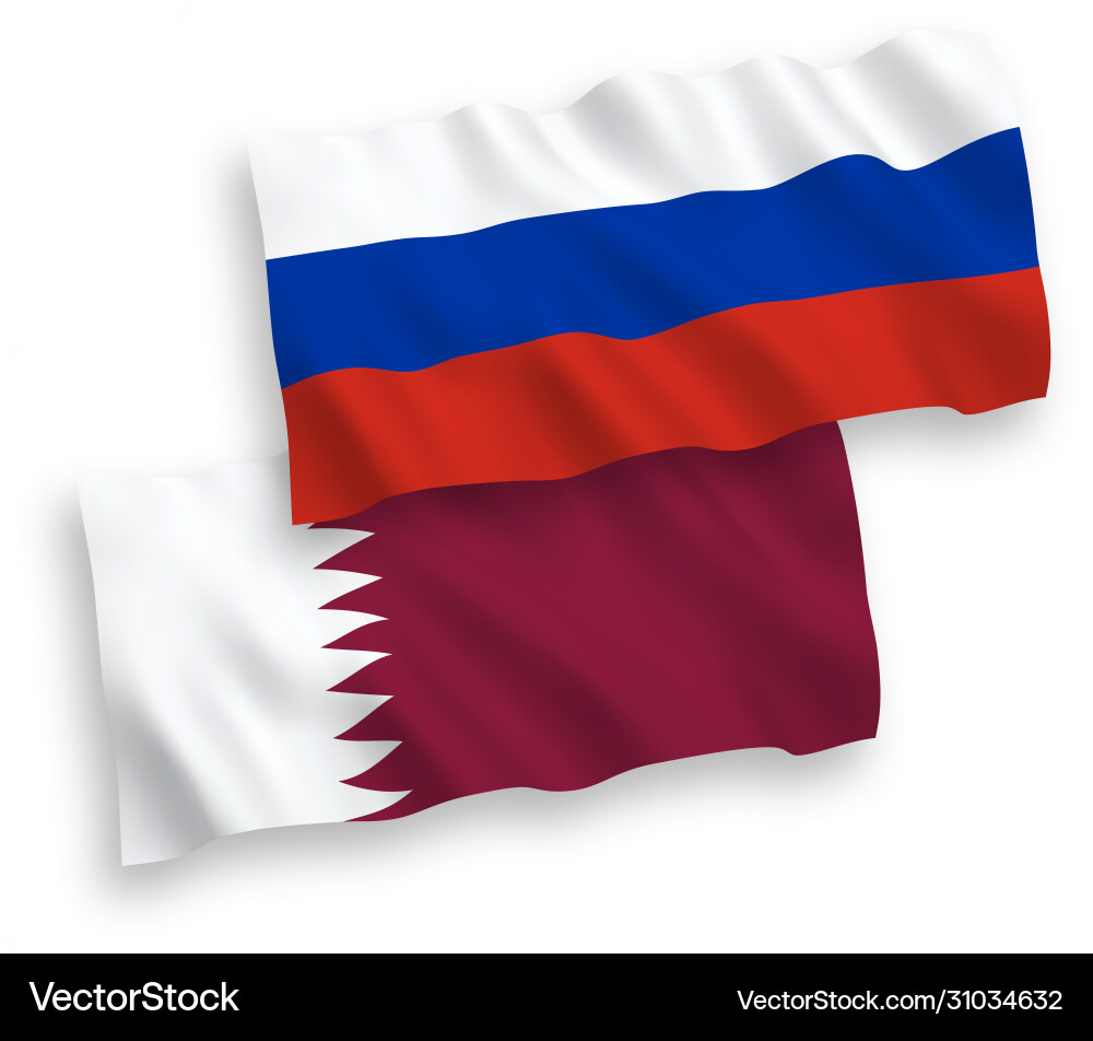 Flags qatar and russia on a white background Vector Image