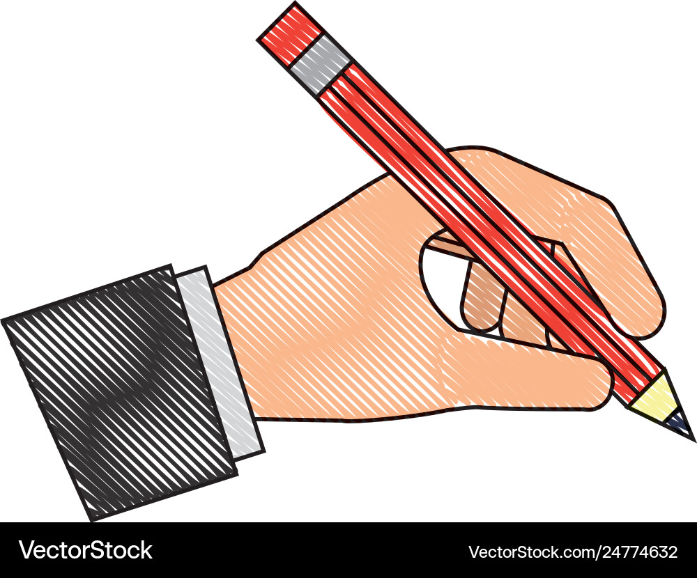 Hand holding wooden pencil artistic creativity Vector Image