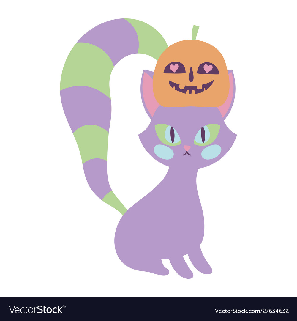 Happy halloween celebration cat with pumpkin Vector Image