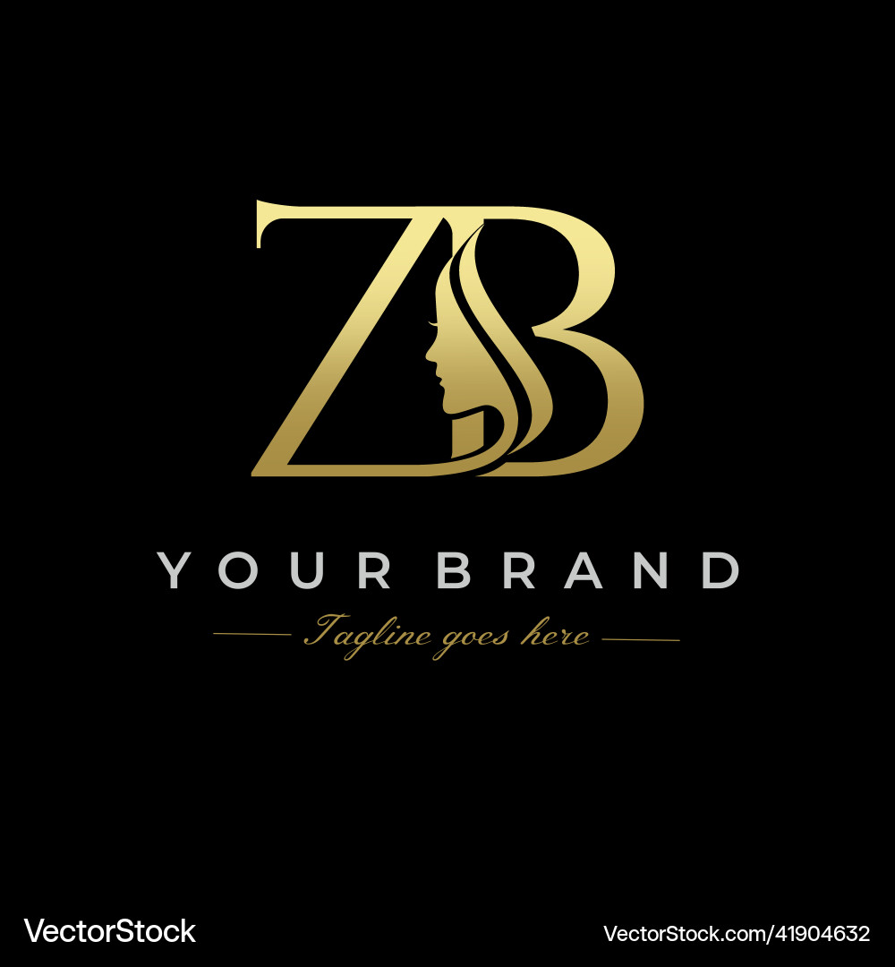 Initial letter zb beauty face logo design Vector Image