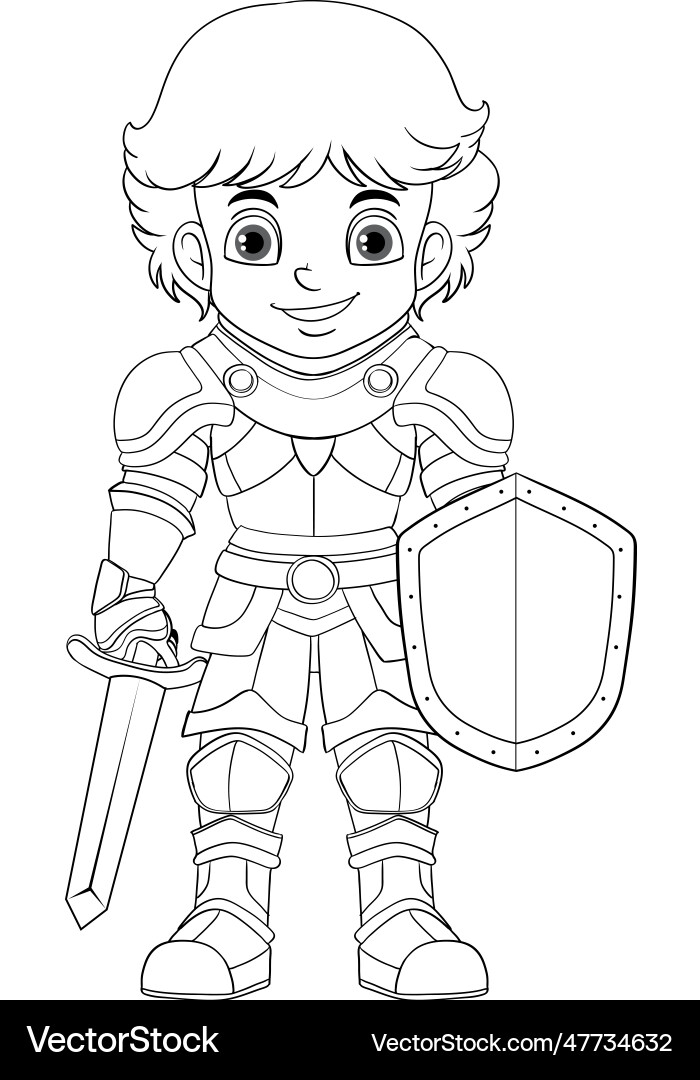 Knight doodle cartoon for colouring Royalty Free Vector