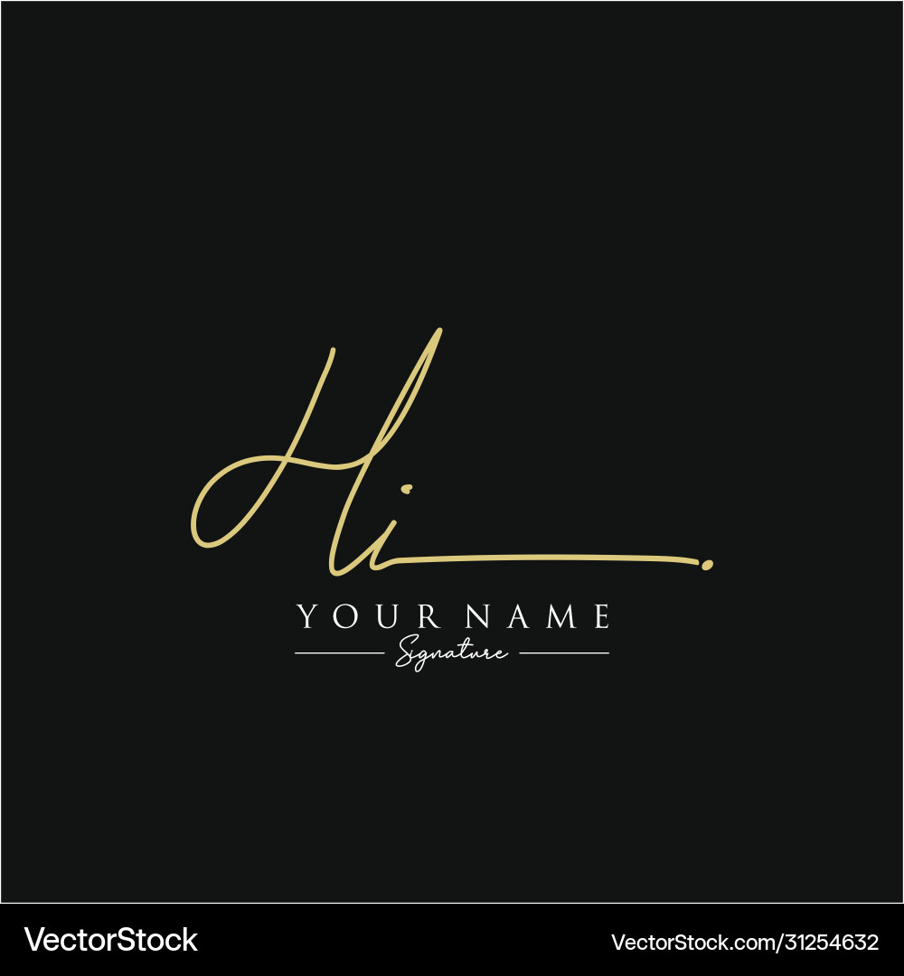 Letter hi signature logo template Royalty Free Vector Image