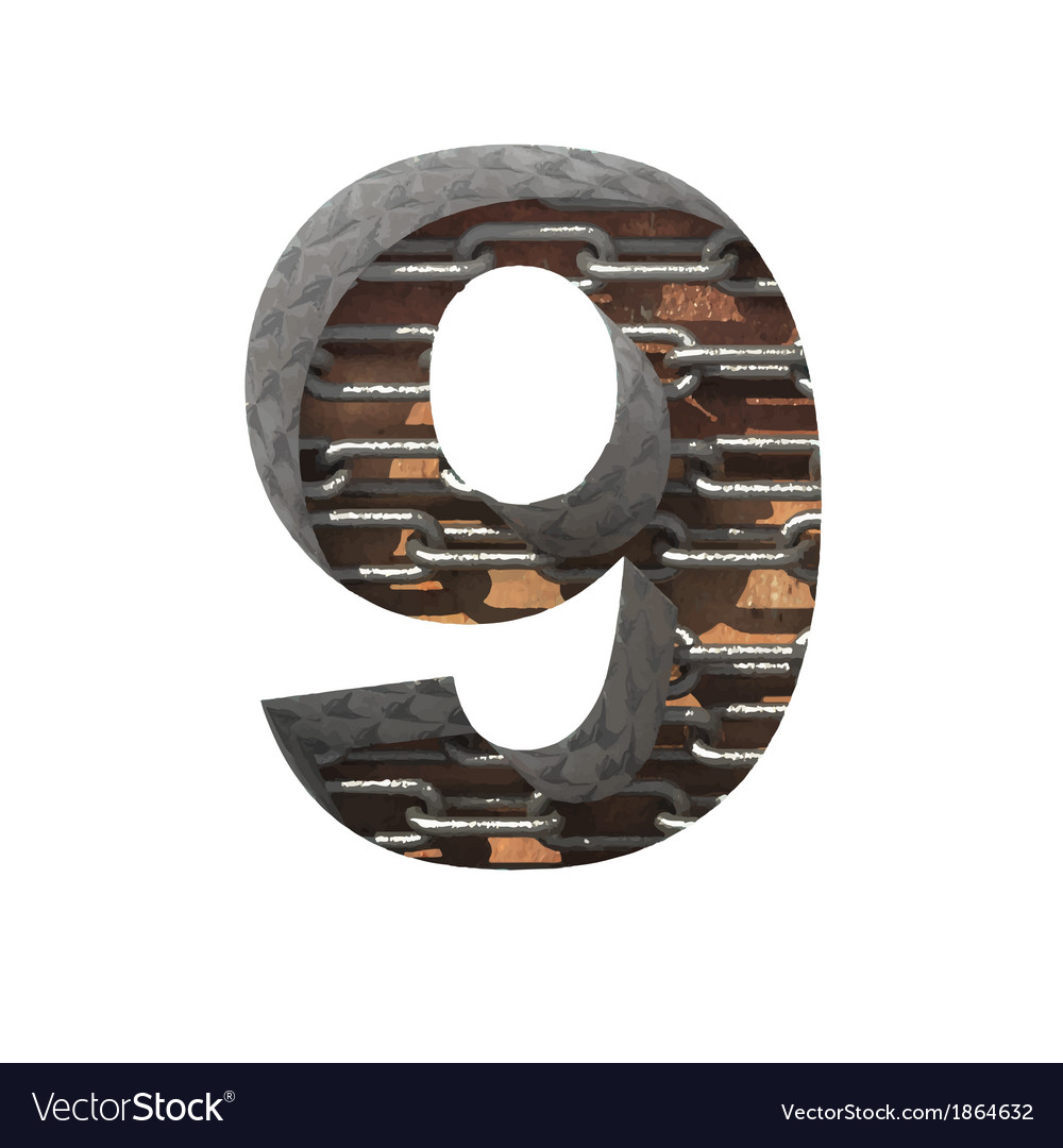 Metal cutted figure 9 paste to any background Vector Image